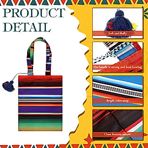 LEIFIDE 24 Pcs Mini Mexican Tote Favor Bags 10 x 8'' Mexican Bags Fiesta Mexican Candy Bags Assorted Color Gift Bags Bolsas Para Fiestas with Tassel for Mexican Cinco De Mayo Party Decoration Supplies