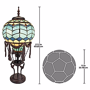 Design Toscano Le Flesselles Hot Air Balloon Illuminated Stained Glass Statue Table Lamp, full color 27 Inch