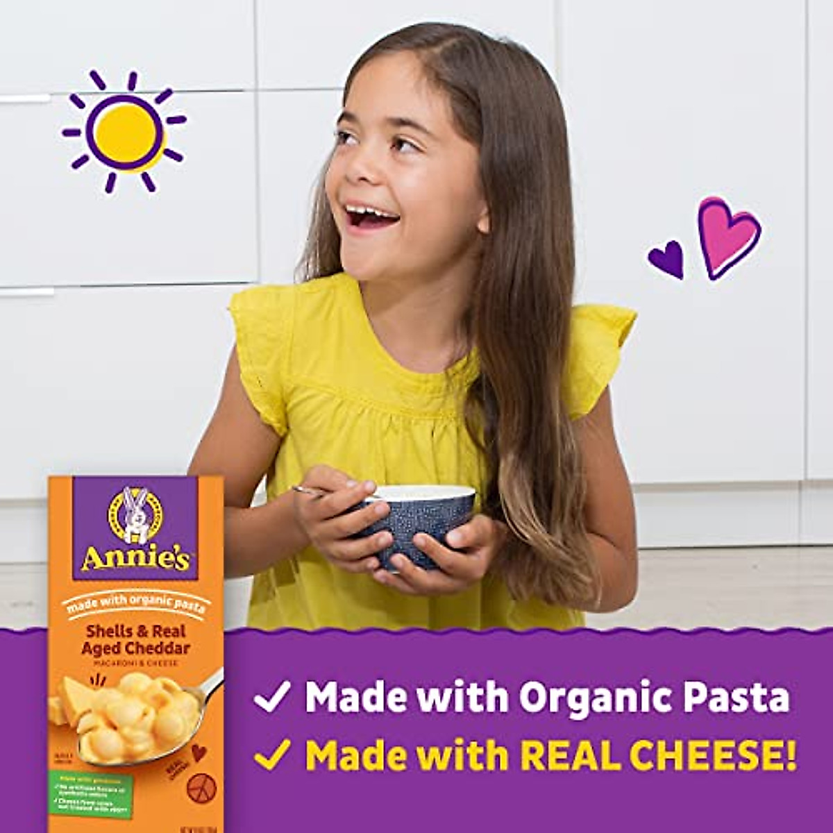 Annie’s Real Aged Cheddar Shells Macaroni & Cheese Dinner with Organic Pasta, 6 OZ (Pack of 12)
