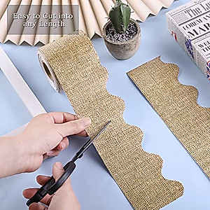 durony 65.6 Feet Burlap Wood Bulletin Board Border Scalloped Border Trim Classroom Rustic Wood Decoration Borders for Home Classroom Office Decorations