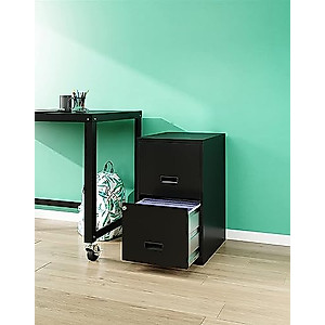 Filing Cabinet Size 18" Deep 2 Drawer Metal Steel Organization File Cabinet with Lock, Black