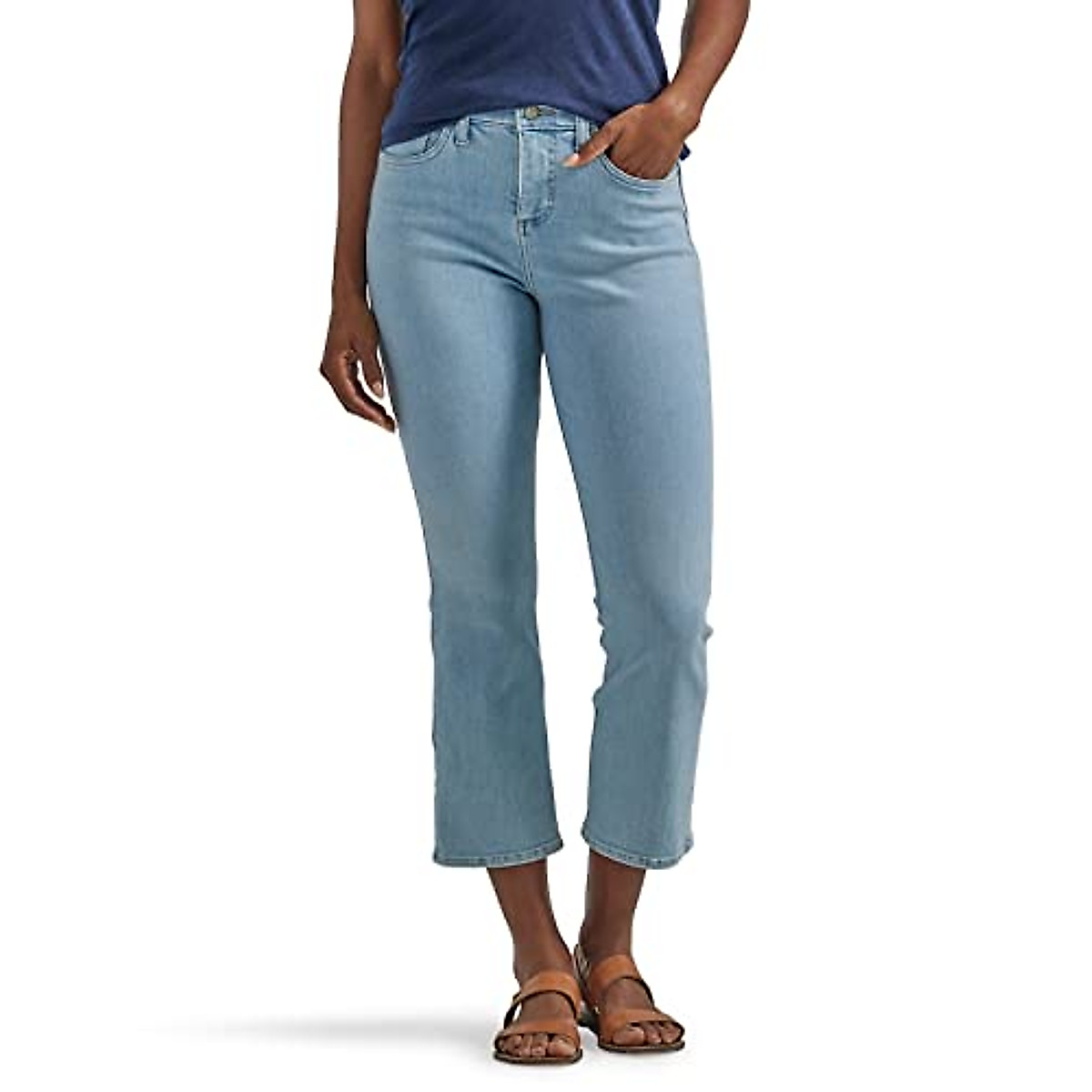 Lee Women's Ultra Lux Mid-Rise Demi Boot Crop Capri Jean, Beyond Light, 10