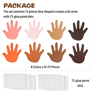 72 Pieces Hand Cutouts Paper Skin Tone Handprint Accents Hand Shaped Cut Out Cardstock Bulletin Board Classroom Decoration for Teacher Student Back to School Party