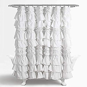 Lush Decor, White Kemmy Shower Curtain, 72" x 72"