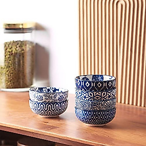 Selamica Ceramic Dipping Bowls Small Dip Bowl 3 inch Soy Sauce Dish Set, 2.7 oz Mini bowl for Side Dish, Appetizers, Sushi, BBQ, Set of 6, Vintage Blue