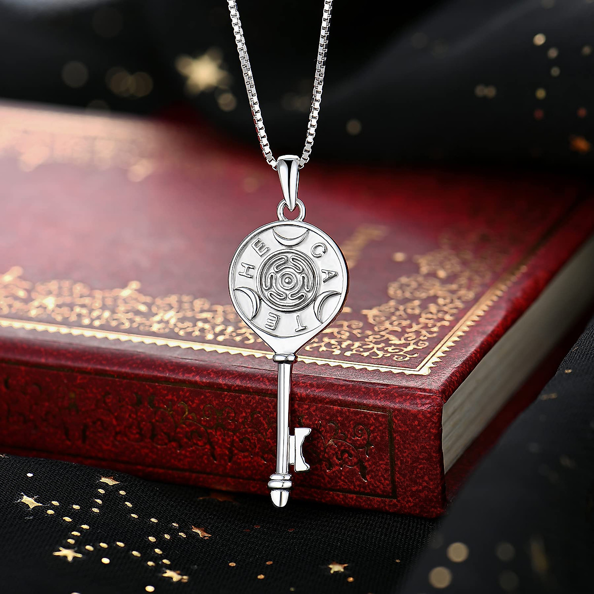 FJ Women Key Necklace Solid Silver Hecate Pendant Wicca Wiccan Jewelry