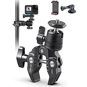 Camera Clamp Mount Accessories for Gopro - ULANZI R099 Super Clamp Ball Head Mount 1.5kg/3.3lb Loading Metal Bike Motorcycle Handlebar Attachments for DSLR Gopro Hero 5/6/7/8/9/10/11 Black/Insta 360