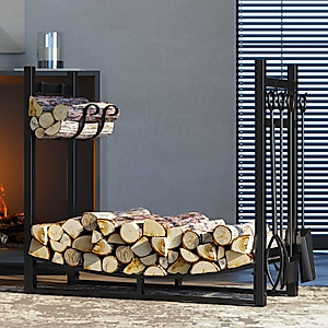Fire Beauty Fireplace Log Rack with Kindling Holder Firewood Holder for Wood Storage Storage Log Holder Include 4 Tools (19.8)