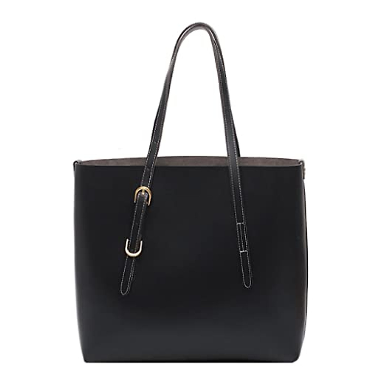 WPYYI Leather Bucket Composite Bags for Women Large Capacity Shoulder Bags Casual Tote (Color : Black, Size : 36x30cm)