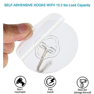 Proivory Adhesive Hooks, 24pcs Heavy Duty Wall Hooks Waterproof Transparent Self Adhesive Sticky Hooks for Hanging Heavy Duty Nail Free Seamless Hooks for for Bathroom Kitchen Utility Hooks