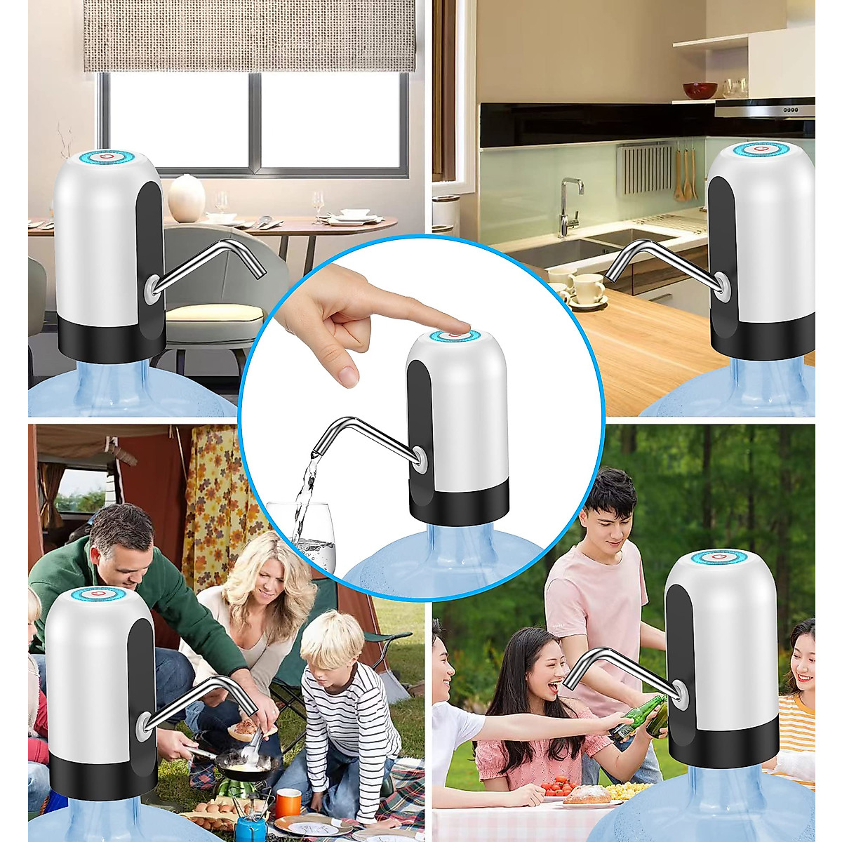5 Gallon Water Bottle Dispenser USB Charging Automatic Drinking Electric Water Pump for Universal 3-5 Gallon Bottle Portable Water Dispenser Pump for Camping
