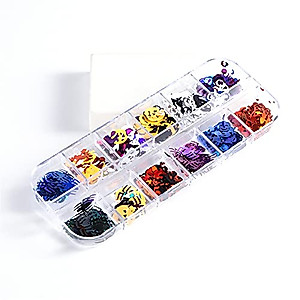 HMDABD Makeup Glitter for Eyes Nail Glitter Halloween Glitter And Halloween Nail Glitter And Witch Sequins And Pumpkin Glitter For DIY Resin Craft Nail Design Stencils（Black