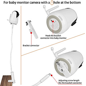 iTODOS (Update Version) Gooseneck Baby Monitor Mount Compatible with Arlo, Motorola Baby Monitor and Most Universal Monitors Camera, 27inch Length Stable and Durable Flexible gooseneck - White