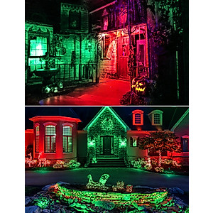 Nouscan PAR38 Red Green LED Lights for Outside [Christmas Combo], 150W Flood Light Bulbs Equivalent, 15W 1200LM, Colored Outdoor Flood Light Bulb, E26 Base Not-dim for Christmas, Halloween, 2 Pack