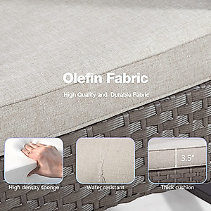 MeetLeisure Patio Wicker Rocking Chair Set of 2 - All-Weather Outdoor Rocker Chair Two Pieces with Safe Rocking Design and Premium Fabric Cushions (Mixed Grey/Beige)