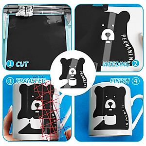 Glossy Black Permanent Vinyl for Cricut, Lya Vinyl Glossy Black 12" x 50Ft Permanent Adhesive Vinyl Roll for CRI-Cut, Silhouette Cameo, Vinyl Roll for Craft Cutter