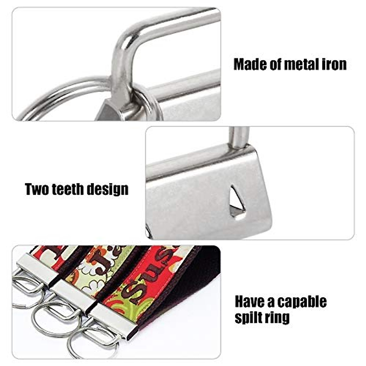 YOUNTHYE 100 Pack Key Fob Hardware 1 Inch Bulk, Silver Tone Key Chain Fob Wristlet with Key Ring for Wristlet Keychain, Key Lanyard, Key Chain Making Hardware Supplies