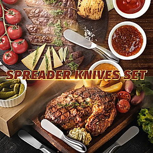 Mlurcu Butter Knife Butter Spreader Knives 4 PCS Stainless Steel Cheese Butter Spreader Knife Set Charcuterie Utensils Cheese Knives Butter Knife Spreader for Cheese Cold Butter Jam Pastry making