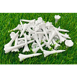 NorthPointe 1 ½” Plastic Golf Tees – Short Tees for Irons, Par Threes, Hybrids, and Driving Range - Pack of 50 or 100 Bulk in High Visibility White Durable Plastic (100, Solid White, 1 1/2)