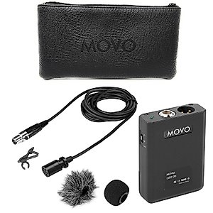 Movo LV22OD XLR Lavalier Omnidirectional Condenser Microphone with Phantom Power Supply Body Pack, 12mm Mic Capsule, Foam and Deadcat Windscreens, Deluxe Case