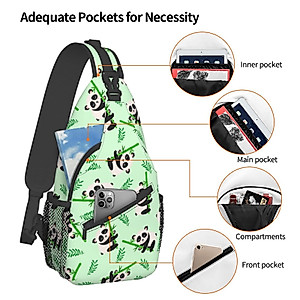 Cartoon Panda Unisex Chest Bags Crossbody Sling Backpack Travel Hiking Daypack Crossbody Shoulder Bag For Women Men