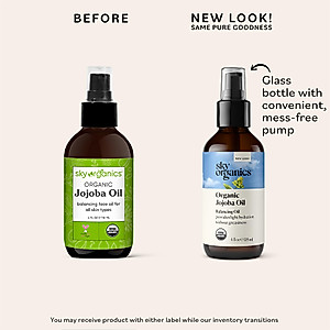 Sky Organics Organic Jojoba Oil for Face, Balancing Oil for Light Hydration & Helps Reduce Excess Oiliness, Suitable For Oily, Combination and Blemish-Prone Skin, 100% Pure & Cold-Pressed, 4 fl. Oz with ebook