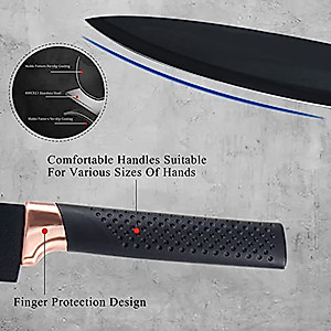 ZHUJIABAO Black Kitchen Knife Block Set with Acrylic Stand 6PCS Professional Stainless Steel Chef Knife Set with Nonstick Coating and Ultra Sharp Edge Cutlery Knife Block Set as Gift for Man and Woman