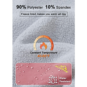 MAGCOMSEN Women's Hiking Pants Waterproof Insulated Snow Ski Pants Fleece Lined Winter Pants Warm Outdoor Hunting Pants Grey Pink L