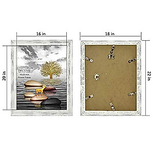 DECANIT 16x20 Picture Frames（pack of 2） Rustic White Wood Pattern Wall Mounting Poster Frame，Great for Prints, Poster, Mural and Picture