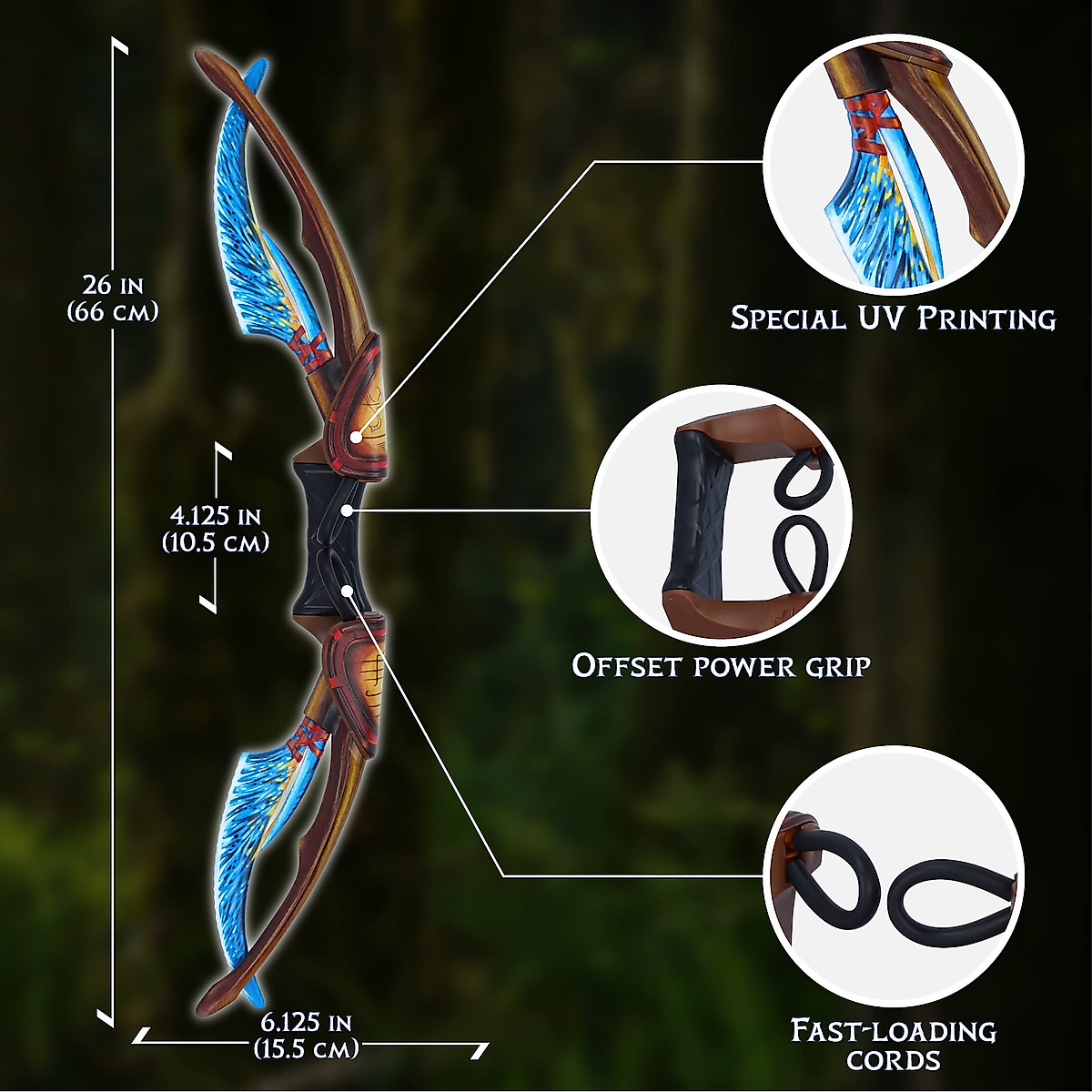 Zing Avatar Neytiri's Ceremonial Bow Pack - 1 Bow and 3 Zonic Whistle Arrows, Officially Licensed Role-Play Bow, Shoots Safe Arrows Over 160ft, Long Range Outdoor Play, Age 14 and Up