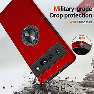 KOVASIA Designed for Google Pixel 7 Pro,Case with 360° Ring Stand, Multi-Layer Protective Case, Shockproof Cover for Google Pixel 7 Pro Case,Red