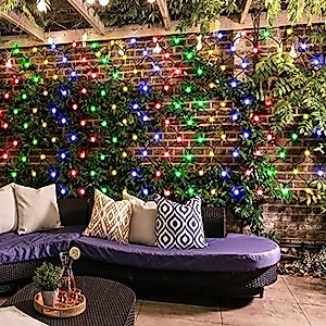 Christmas 200 LED Net Lights Plug in, 6.6ft X 9.8ft Dark Green Wire Garden Net Lights with Remote 8 Modes Timer Dimmable Mesh Light Waterproof for Outdoor Roof Wall Fence Xmas Tree Decor (RGB)