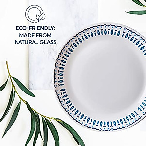 Corelle Everyday Expressions 12-Pc Dinnerware Set, Service for 4, Durable and Eco-Friendly, Higher Rim Glass Plate & Bowl Set, Microwave and Dishwasher Safe, Azure Medallion