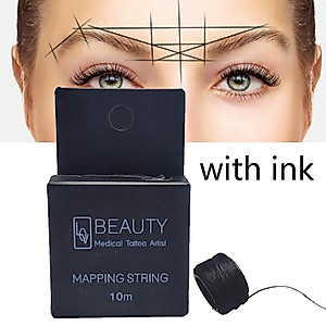 BOLUOYIN Pre-Inked Brow Mapping String for Microblading Eyebrow Marker Thread Tattoo PMU Microblading string Measuring Tool for Marking Symmetrical Eyebrows (Pre-Inked (2 Pack))