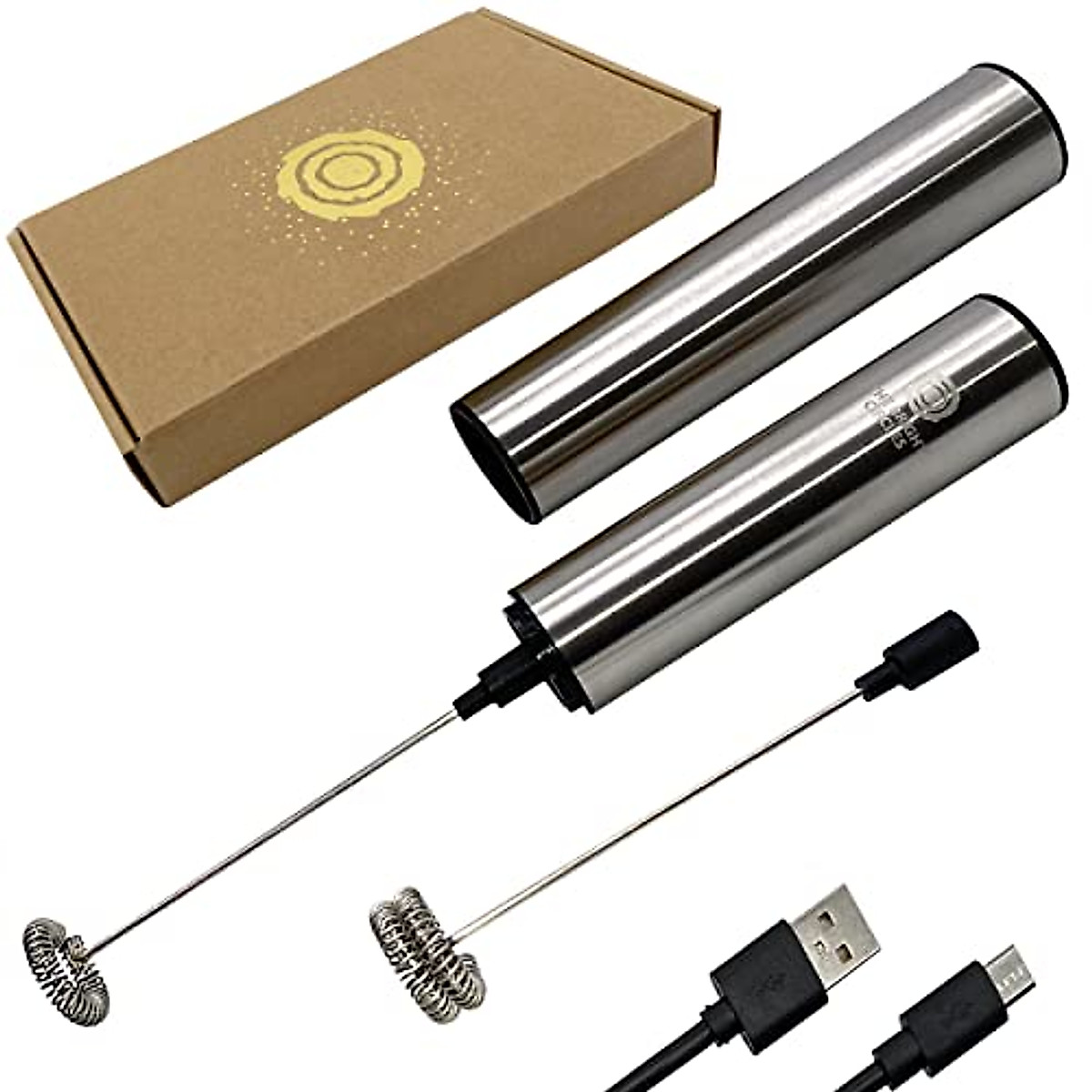 Bright Milk Frother Handheld Rechargeable | Electric Coffee Stirrer | Matcha Mixer | Drink Mixer For Milk, Cappuccino, Lattes, Frappe, Milkshakes, Eggs, Smoothie | Stainless Steel Milk Foamer