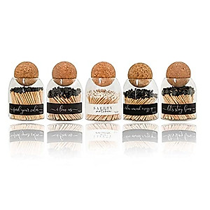 Decorative White Safety Wooden Match Holder | Cute Glass Bottle Jar for Lighting Candles | Premium Long 3” Bulk Long Matchsticks | 135 Matches in Cloche with Striker | Home Decor Family Room