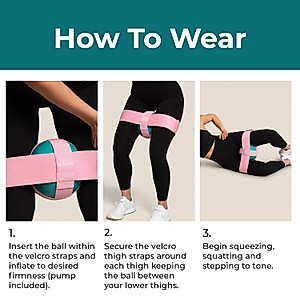 Home Gym Exercise Thigh Toner with Adjustable 3lb Rubber Workout Ball , Includes Air Pump - Pink