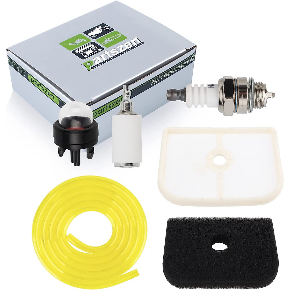 partszen 576401601 Air Filter for Husqvarna 525RJD 525RS 525L 525LS 525LST Poulan Pro RedMax Sears AYP Craftsman Jonsered McCulloch with Fuel Line Filter Spark Plug Primer Bulb