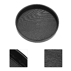 Wood Tea Tray, Round Shape Wood Tea Coffee Snack Food Meals Serving Plate Restaurant Trays 30cm
