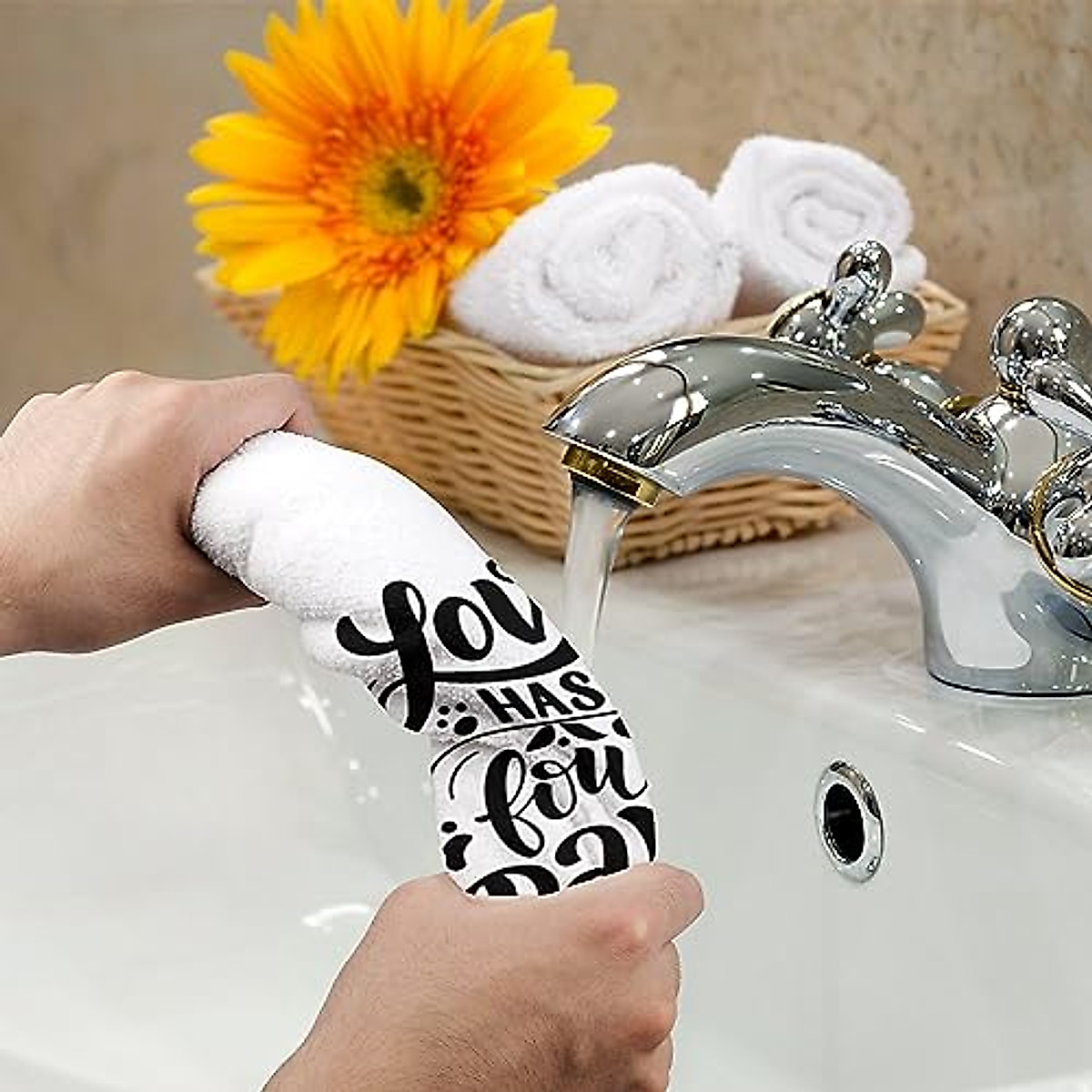 DEVONWIDE Love Has Four Paws Kitchen Towels 14" x 29", Funny Pet Quote Sayings Dish Towels Absorbent Drying Cloth Decorative White Hand Towel Gift for Dog Cat Pet Lovers Dinning Home Bathroom Decor