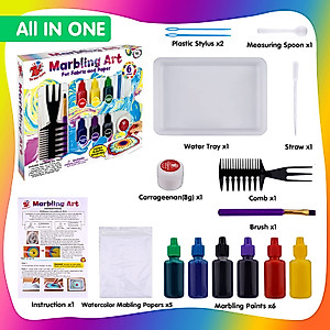 TBC The Best Crafts Marbling Art Paint Kit, 6 Bottles Marbling Inks(19ml Each), Art of Painting on Water, Ebru Art