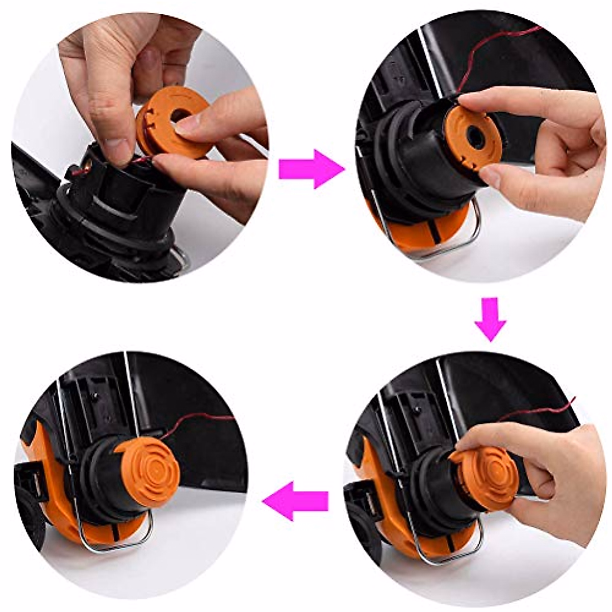 TOPEMAI WA0010 Replacement Trimmer Spool Line 0.065” for Worx WG154 WG163 WG160 WG180 WG175 WG155 WG151 String Trimmer Weed Eater (8 Spools, 2 Caps)