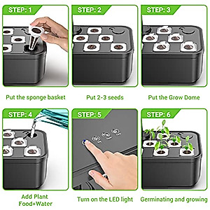 DUESI 12Pods Hydroponics Growing System,Upgrade Indoor Herb Garden 2.0 with Grow Light,Plants Germination Kit with Silent Pump,Automatic Timer,4.5L Large Leakproof Water Tank,Upto 19