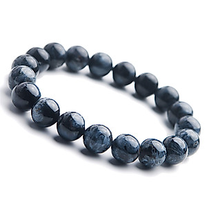 DUOVEKT 10.5mm Natural Blue Pietersite Namibia Chatoyant Gemstone Round Beads Bracelet AAAA