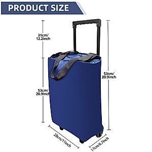 Ikaufen Folding Shopping Cart with Wheels, Portable Foldable Utility Cart, Heavy Duty Shopping Carts for Groceries with Removable Waterproof Shopping Bag for Supermarket Travel Camping