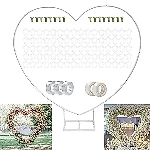 Φ 6.9ft(2.1M) Heart Shaped White Metal Balloon Arch Stand Frame Display Kit，Love Balloon Arch Frame for Proposal, Wedding , Valentine’s Day, Bridal, Birthday Party Decorations