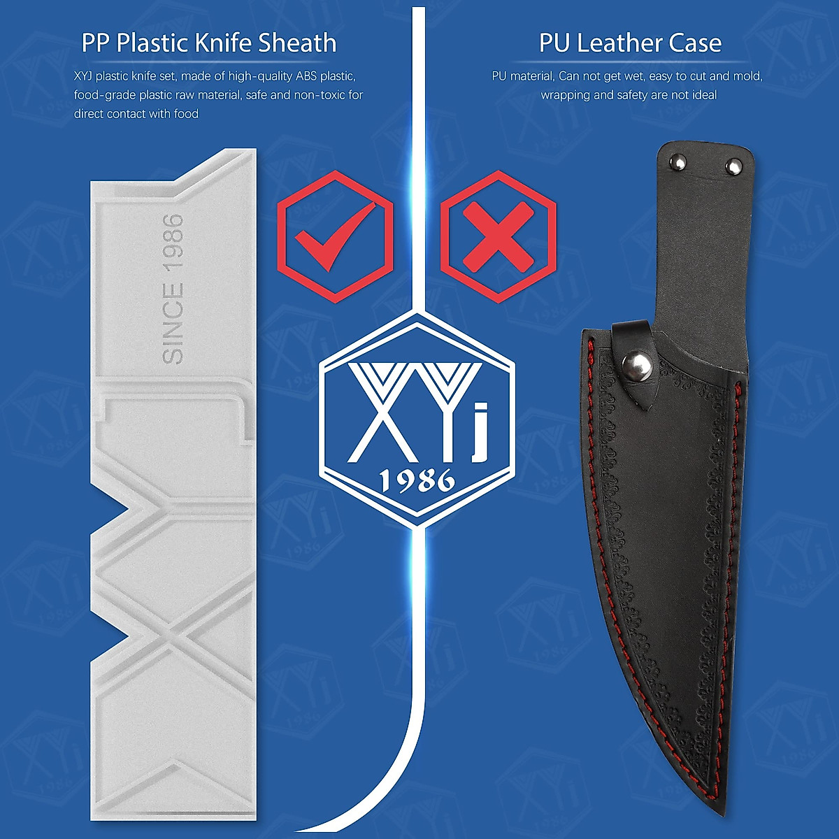 Authentic XYJ Since 1986,Universal Knife Guards,Plastic Chef Knives Sheath Holder,Cleaver Cover,Knife Blade Guards Protector,Kitchen Knives Sleeves Case Great For Drawer Knife Roll (9 x 2.5 Inch)