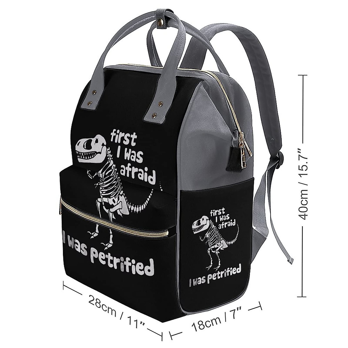 Dinosaur Skeletons Diaper Bag Backpack Large Capacity Mommy Bags Multifunction Nappy Bag Travel Back Pack Gray-Style