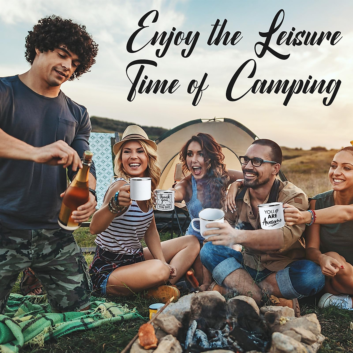 Tanlade 4 Pcs Thank You Mug Employee Appreciation Gifts 12 oz Enamel Coffee Mugs with Handle White Inspirational Cups Appreciation Gifts for Employee Coworkers Teacher Nurse Volunteer(Stylish)