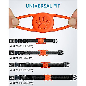 Joytale 2 Pack Airtag Dog Collar Holder, Elastic Silicone Air Tag Holder for Dogs and Cats, Light and Durable Apple Airtag Holder with Slide-On Loop(Hot Pink/Orange)